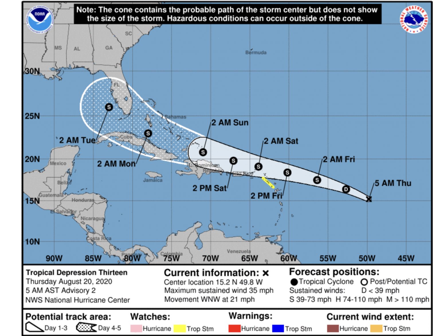 FLORIDA IN CONE: Slight Shift, But Tropical Storm Expected Sunday ...