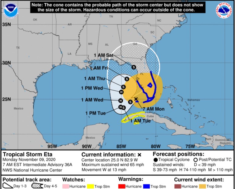 TROPICAL STORM ETA 8AM: Warnings, Watches Remain, Expect Wind, Rain ...