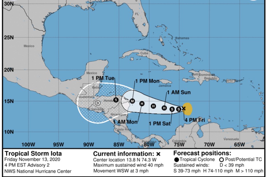 HURRICANE CENTER: Tropical Storm Iota Now Churning In Caribbean ...