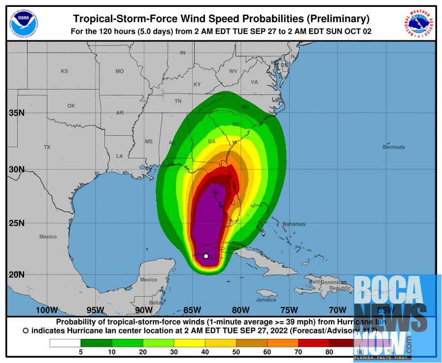 HURRICANE IAN: TROPICAL STORM WATCH BOCA RATON, 6-8 INCHES RAIN ...