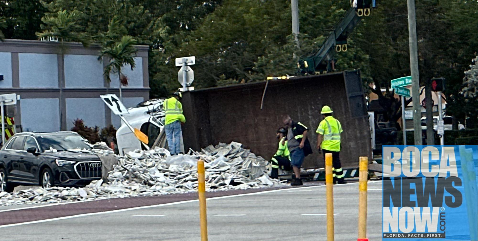 Truck Overturns, Dumps Load On Dixie Highway Near Boca Raton ...
